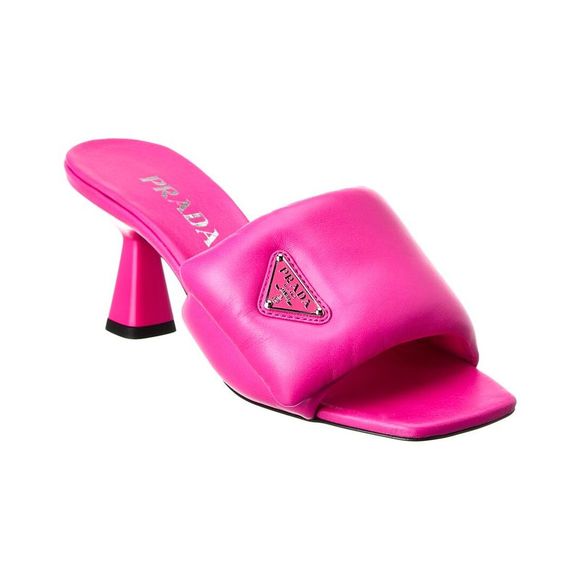 Prada | Shoes | Prada Logo Padded Leather Sandal | Poshmark